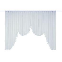 Gardine WIRTH, B:750cm H:175cm, wei&szlig;, Sabl&eacute;, Polyester, Wohnzimmer, Gardinen, "Elena", veredelt mit echter Plauener Spitze Stickerei, geschwungen