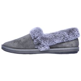 Skechers Damen Pantoffel "COZY CAMPFIRE TEAM TOAST", Gr. 41, grau, Synthetik, Velourslederimitat, Fellimitat, Schuhe, Hausschuh mit Memory