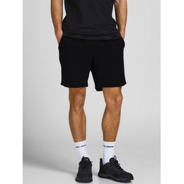 Jack & Jones JACK & JONES Herren Sweatshorts "JPSTGORDON mit elastischem Bund", schwarz, Gr. S, unifarben, Web, Obermaterial: 61% Polyester, 39% Baumwolle, Hosen,
