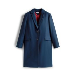Damen Langmantel "CRV CLASSIC SB WOOL REG COAT", blau, Gr. 46, Tommy Hilfiger Curve, unifarben, Web, Obermaterial: 72% Wolle, 25% Polyamid, 3%