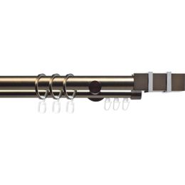 Gardinenstange Liedeco, L:120cm &Oslash;:25mm, braun, Metall, Gardinenstangen, "CELQUADE02SG2L", 2-l&auml;ufig im Fixma&szlig; &Oslash; 25/20 mm