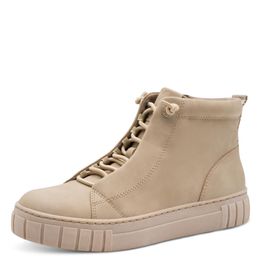 Marco Tozzi Damen Sneaker, Gr. 39, beige, Nubuklederimitat, unifarben, used, Schuhe, Plateau, Boots, High Top-Sneaker mit elastischem Schnürsenkeln