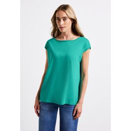 Street One Damen T-Shirt, gr&uuml;n, Gr. 42, unifarben, Web, 50% Baumwolle, 50% Modal, Shirts, mit U-Boot-Ausschnitt