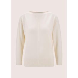 Madeleine Mode MADELEINE Damen Longpullover "Pullover U-Boot-Pullover mit Fledermaus&auml;rmeln"wollwei&szlig;, Gr. 44, Obermaterial: 70% Baumwolle CO. 30% Kaschmir WS.,