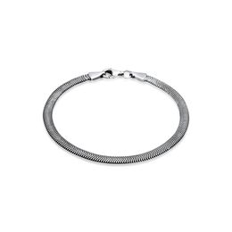 Kuzzoi Herren Armband "Flach Elegant Schlangenkette Fischgr&auml;te 925 Silber", 19cm, ohne Stein, Silber 925 (Sterlingsilber), schwarz, Silber 925