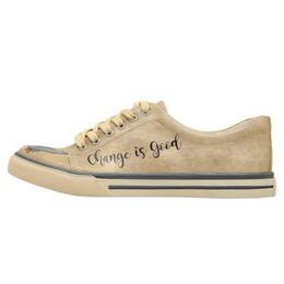 DOGO Damen Sneaker "Classic Schn&uuml;rsneaker Change Is Good Damen Sneaker", Gr. 40, beige, Lederimitat, Schuhe, Handgefertigt
