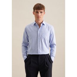 Seidensticker Herren Businesshemd "Schwarze Rose", blau, Gr. 40, Strukturmuster, unifarben, 100% Baumwolle, Hemden, Regular 1/1 Kentkragen Struktur