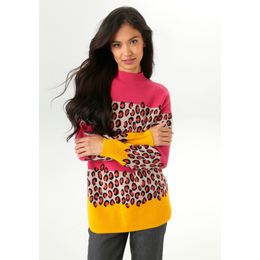 Damen Strickpullover, schwarz, Gr. 38, Aniston SELECTED, animal-print, gemustert, Feinstrick, Obermaterial: 50% Viskose, 28% Polyester, 22% Polyamid,