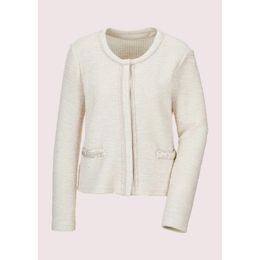 Madeleine Mode MADELEINE Damen Kurzjacke "Sweatjacke Kurze Sweat-Jacke mit Pailletten", beige, Modern, Gr. 42, Obermaterial: 90% Baumwolle CO. 4% Polyacryl PAN. 2%