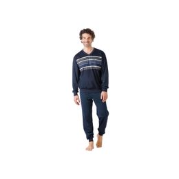 Hajo Herren Schlafanzug "Pyjama", Gr. L, blau, Obermaterial: 62% Baumwolle CO. 38% Polyester PES., Homewear-Sets