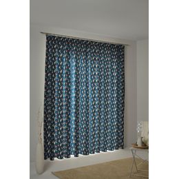 Vorhang Adam, B:145cm H:145cm, blau, Jacquard, Baumwolle (Bio-Baumwolle), Wohnzimmer, Gardinen, "Space", aus 100% Bio-Baumwolle
