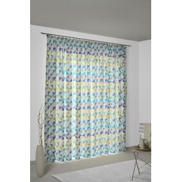 Vorhang WIRTH, B:132cm H:145cm, blau, Jacquard, Baumwolle, Polyester, Wohnzimmer, Gardinen, "Berlare"