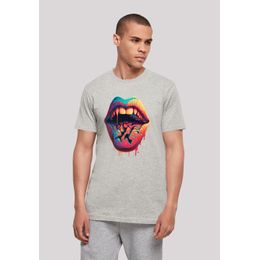 F4NT4STIC Herren T-Shirt "Drooling Lips TEE UNISEX", grau, Gr. S, Obermaterial: 100% Baumwolle, Shirts, Print