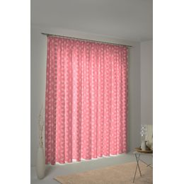 Vorhang Adam, B:145cm H:175cm, pink, Jacquard, Baumwolle (Bio-Baumwolle), Wohnzimmer, Gardinen, "Retro Floret", aus 100% Bio-Baumwolle