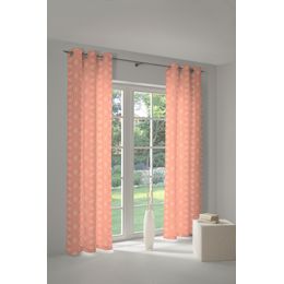 Vorhang Adam, B:145cm H:245cm, orange, Jacquard, Baumwolle (Bio-Baumwolle), Wohnzimmer, Gardinen, "Retro Floret", aus 100% Bio-Baumwolle
