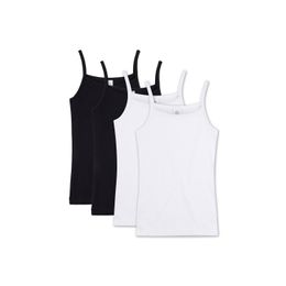Sanetta M&auml;dchen Unterhemd "Unterhemd 4er Pack", Gr. 176, schwarz-wei&szlig;, Obermaterial: 90% Baumwolle CO. 10% Elasthan EL., Unterhemden