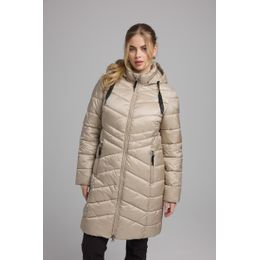 Manisa Damen Steppmantel, beige, Gr. 50, unifarben, Web, Obermaterial: 100% Polyamid. Futter: 100% Polyamid, M&auml;ntel, mit abnehmbarer Kapuze