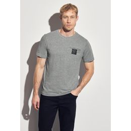 Street One MEN Herren T-Shirtmetal grau melange, Gr. L, unifarben, Web, 100% Baumwolle, Shirts, aus reiner Baumwolle