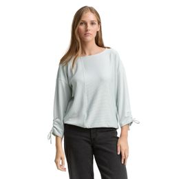 Damen 3/4-Arm-Shirt, weiß, Gr. M, Tom Tailor Denim, gestreift, Single Jersey, Obermaterial: 58% Viskose, 38% Polyester, 4% Elasthan, Shirts, in