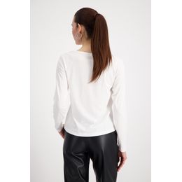 monari Damen Langarmshirt "Shirt Frau Schrift", wei&szlig;, Gr. 46, unifarben, Web, Obermaterial: 50% Baumwolle, 50% Modal, Shirts, Regular fit mit