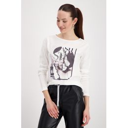 monari Damen Langarmshirt "Shirt Frau Schrift", wei&szlig;, Gr. 44, unifarben, Web, Obermaterial: 50% Baumwolle, 50% Modal, Shirts, Regular fit mit