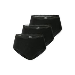 Schiesser Damen Slip "Slip 3er Pack", Gr. XL, schwarz, Obermaterial: 95% Baumwolle CO. 5% Elasthan EL., Unterhosen