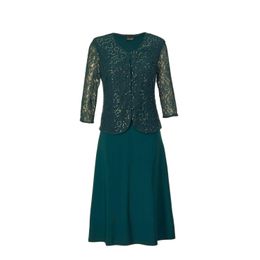 GOLDNER Damen 2-in-1-Kleid "Kleid mit paillettenbesetzter Spitzenjacke"smaragd, Gr. 42, Obermaterial: 92% Polyester PES. 8% Elasthan EL., Kleider