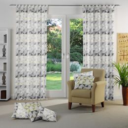 Vorhang WIRTH, B:132cm H:145cm, grau, Jacquard, Baumwolle, Polyester, Wohnzimmer, Gardinen, "Berlare"