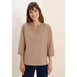Cecil Damen Shirtbluse, beige, Gr. XL, unifarben, Web, 100% Baumwolle, Blusen, aus reiner Baumwolle