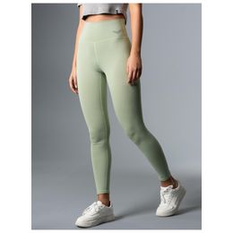 TRIGEMA Damen Leggings "TRIGEMA Sportleggings mit hohem Bund", gr&uuml;n, Gr. L, Mikrofaser, 85% Polyester (Bioactive), 15% Elastan, Hosen