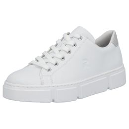 Rieker Damen Plateausneaker, Gr. 42, wei&szlig;, Lederimitat, Schuhe, in monochromer Optik, Freizeitschuh, Halbschuh, Schn&uuml;rschuh
