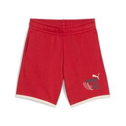 Puma M&auml;dchen Sporthose "Little Runners Shorts Kinder", rot, Gr. 122, bedruckt, Obermaterial: 68% Baumwolle, 32% Polyester; Unterer Saum: 100%