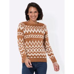Casual Looks Damen Strickpullover "Pullover", braun, Gr. 38, gemustert, mehrfarbig, 75% Polyacryl, 25% Baumwolle, Pullover