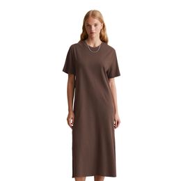 Marc O'Polo Damen Jerseykleid "aus gerippter Bio-Baumwolle", braun, Gr. S, MARC O'POLO DENIM, unifarben, Obermaterial: 100% Baumwolle, Kleider