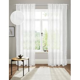 Gardine Andas, B:140cm H:145cm, wei&szlig;, Leinenstruktur, Polyester, Gardinen, "Tursik", Blickdicht, Leinenlook, Polyester