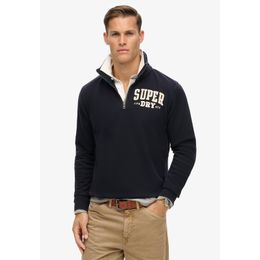 Superdry Herren Sweatshirt "VINTAGE ATHLETIC ZIP HENLEY", blau, Gr. XL, bedruckt, angeraute Sweatware, Obermaterial: 100% Baumwolle, Sweatshirts