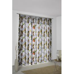 Vorhang WIRTH, B:142cm H:145cm, grau, Satin, Polyester, Kinderzimmer, Gardinen, "Turtles", Nickelodeon