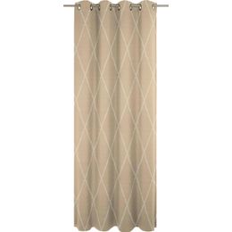Vorhang Adam, B:145cm H:225cm, beige, Jacquard, Baumwolle (Bio-Baumwolle), Wohnzimmer, Gardinen, "Casket Valdelana Light", aus 100% Bio-Baumwolle