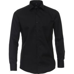 Venti Herren Businesshemd "Venti Businesshemd extra langer Arm 69cm uni", schwarz, Gr. 41, unifarben, 100% Baumwolle, Hemden