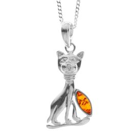 OSTSEE-SCHMUCK Damen Kette mit Anh&auml;nger "OSTSEE-SCHMUCK Kette mit Anh&auml;nger Katze Kette mit Anh&auml;nger Katze", 45cm, Silber 925 (Sterlingsilber), L: 42,