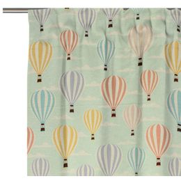 Vorhang Adam, B:142cm H:245cm, gr&uuml;n, Jacquard, Baumwolle, Kinderzimmer, Gardinen, "Balloons", aus 100% Bio-Baumwolle