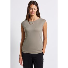 Street One Damen T-Shirt, beige, Gr. 46, unifarben, Web, 50% Baumwolle, 50% Modal, Shirts, im soften Baumwoll-Mix