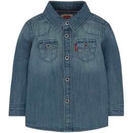 LEVI'S KIDS Jungen Langarmhemd "LVB BARSTOW WESTERN SHIRT", Gr. 3M, grau, Denim/Jeans, Obermaterial: 100% Baumwolle, Hemden, im Jeans-Look for Baby