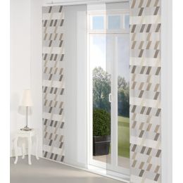Schiebegardine WIRTH, B:60cm H:175cm, braun, Jacquard, Baumwolle, Polyester, Wohnzimmer, Gardinen, "Bray"