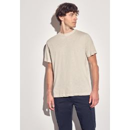 Street One MEN Damen T-Shirt, beige, Gr. M, unifarben, Web, 100% Baumwolle, Shirts, aus reiner Baumwolle