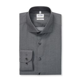 OLYMP Herren Langarmhemd "Level Five", silber, Gr. 38, Web, Obermaterial: 100% Baumwolle, Hemden, body fit, Royal-Kentkragen, Businesshemd, feine