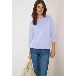 Cecil Damen 3/4-Arm-Shirt, blau, Gr. S, gestreift, Jersey, Obermaterial: 53% Viskose, 41% Polyester, 6% Elasthan, Shirts, mit Streifen Muster