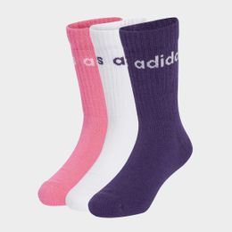 Mädchen Funktionssocken "LIN KIDS CRW 3P", adidas Performance, Gr. 31, weiß, Obermaterial: 65% Baumwolle, 31% Polyester, 4% Elasthan, Socken