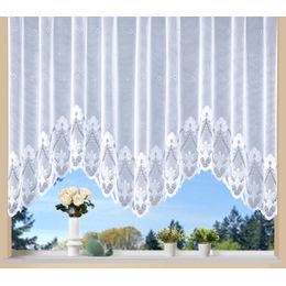 Weckbrodt-Gardinen Gardine WECKBRODT, B:900cm H:175cm, wei&szlig;, Jacquard, Polyester, Wohnzimmer, Gardinen, "Weimar", Jacquard, Bogenstore, floral, Halbtransparent, Sockel,