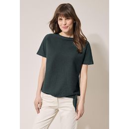 Cecil Damen T-Shirt, gr&uuml;n, Gr. M, Strukturmuster, Stoff, 50% Polyester, 48% Baumwolle, 2% Elasthan, Shirts, mit Knotendetail am Saum
